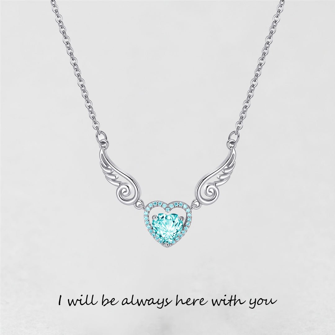 '' I Will Be Always Here With You '' Angel Wing Heart Necklace | Brace ...